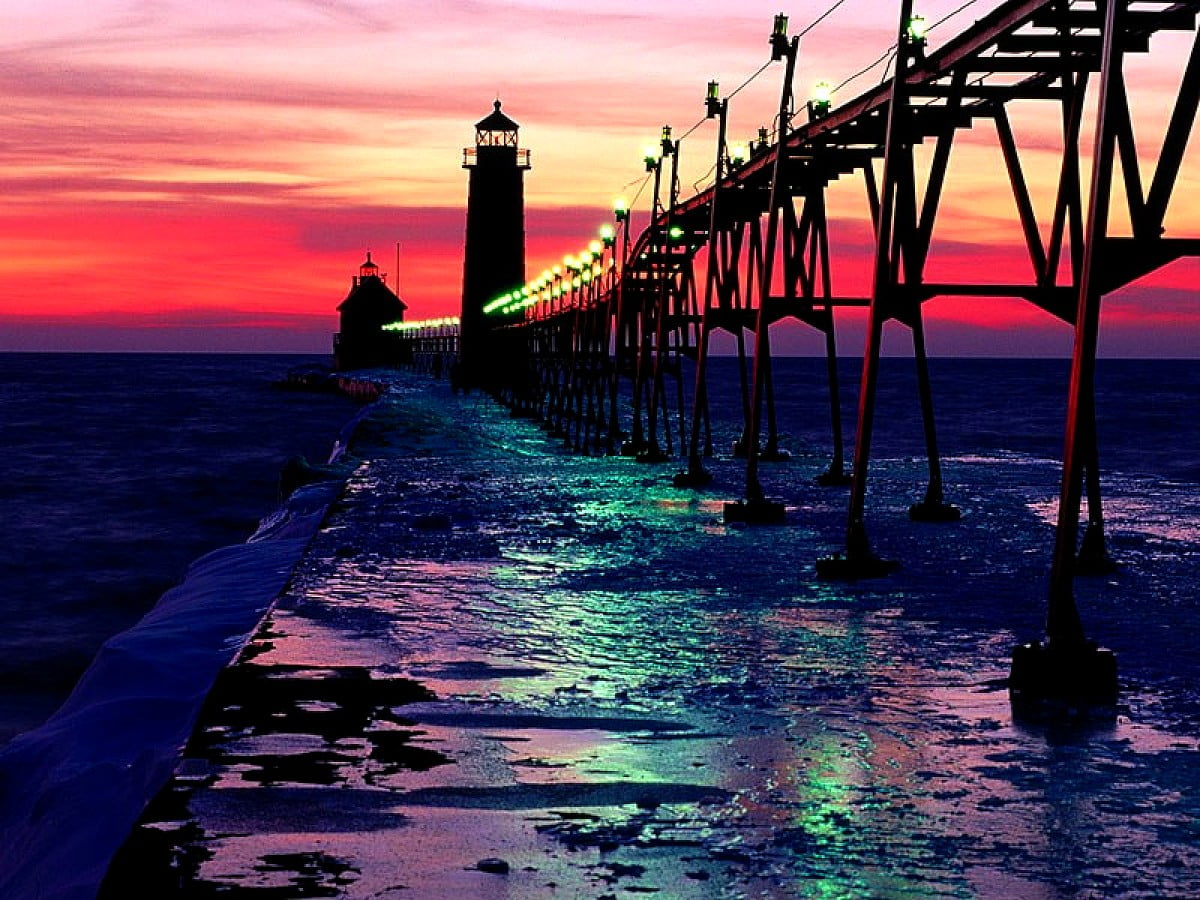 Tramonto, Molo, Faro - sfondo | TOP Sfondi Gratis
