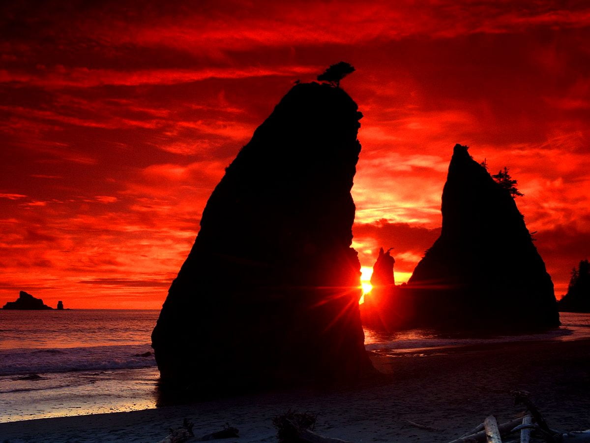 Sfondo Tramonto, Rocce, Spiaggia | Migliori Sfondi
